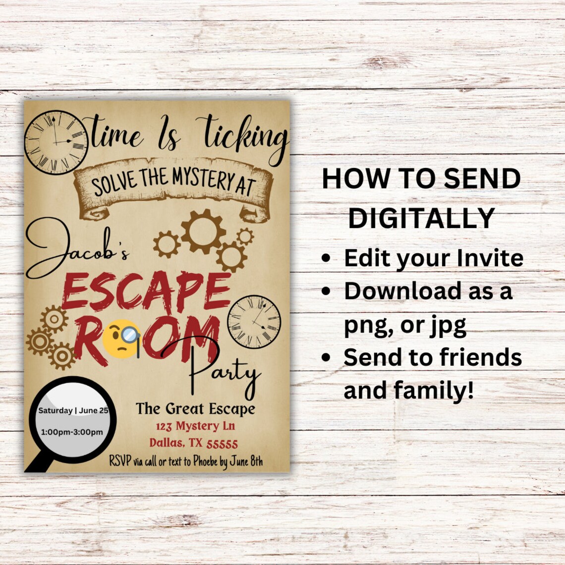 Escape Room Birthday Invitation, Customizable Invite, Editable ...
