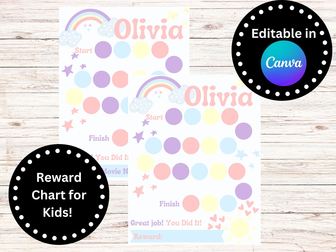 Rainbow Reward Chart | Printable Reward Chart | Editable | Chore Chart ...