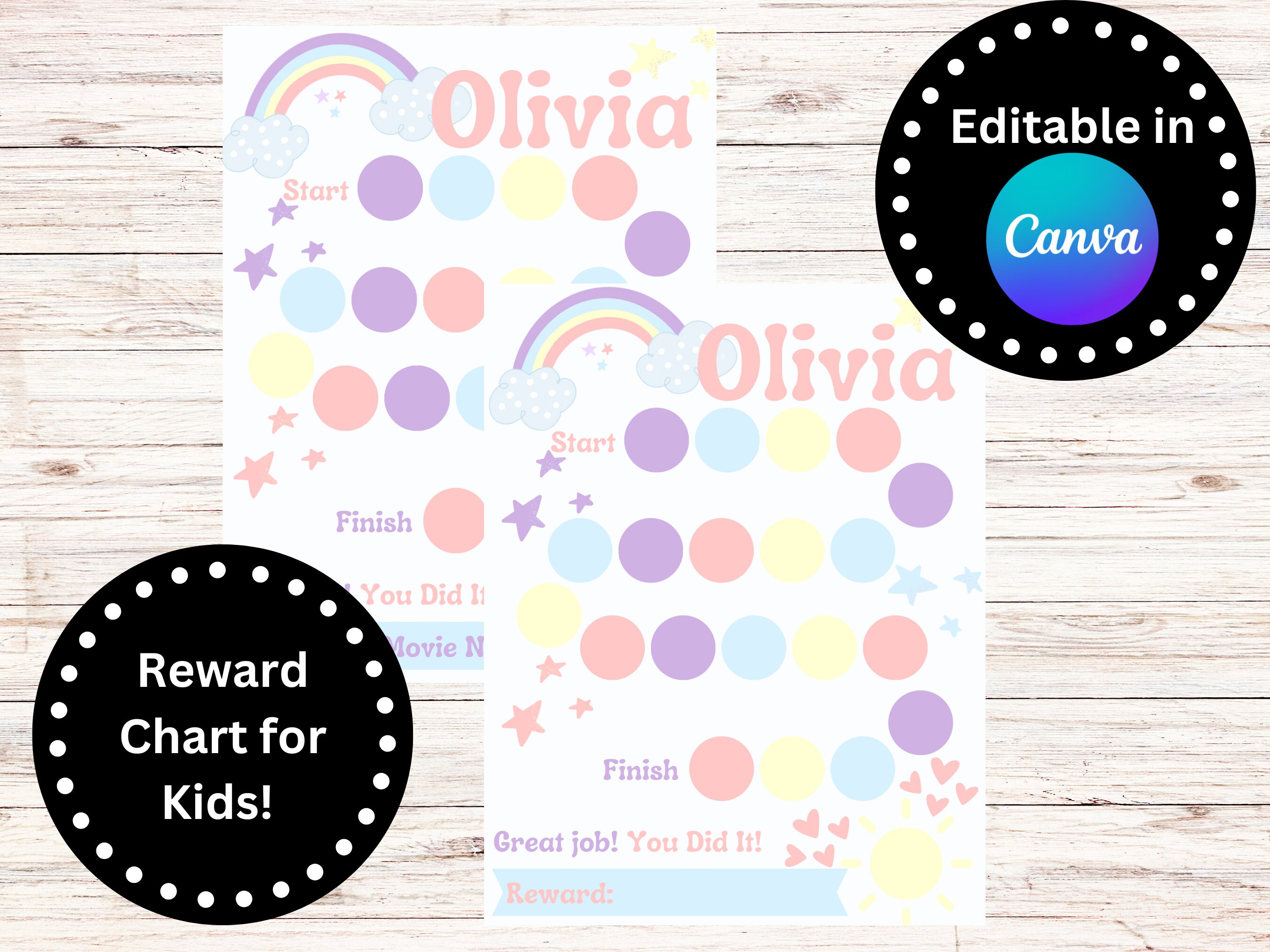 Rainbow Reward Chart | Printable Reward Chart | Editable | Chore Chart ...