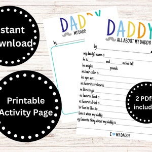 All About My Dad Activity Page | Father’s Day Questionnaire, Printable ...