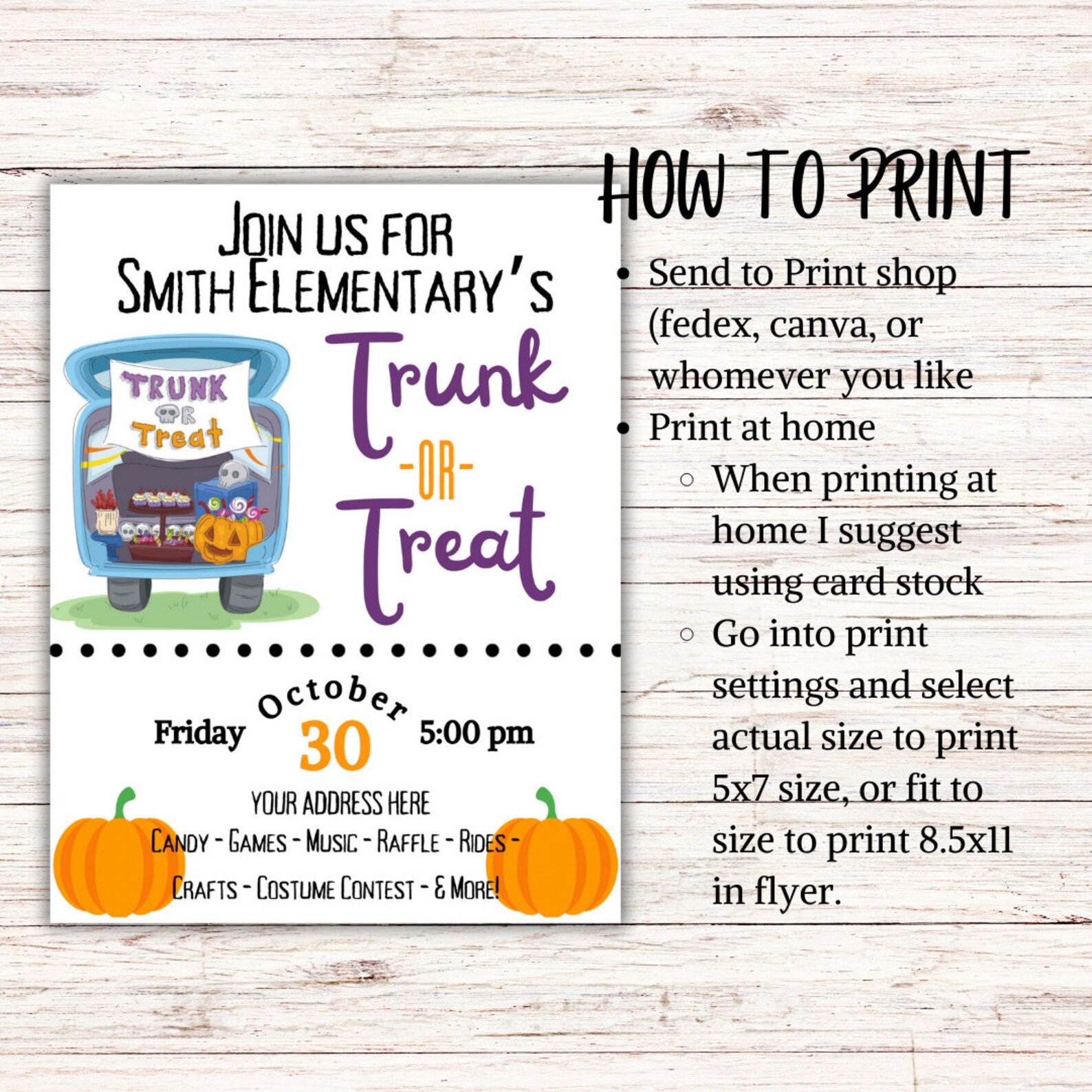 EDITABLE Trunk or Treat Flyer, Fall Festival Flyer, PTA Fall Flyer, DIY ...
