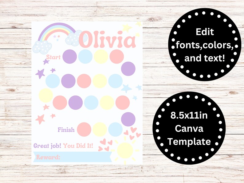 Rainbow Reward Chart | Printable Reward Chart | Editable | Chore Chart ...