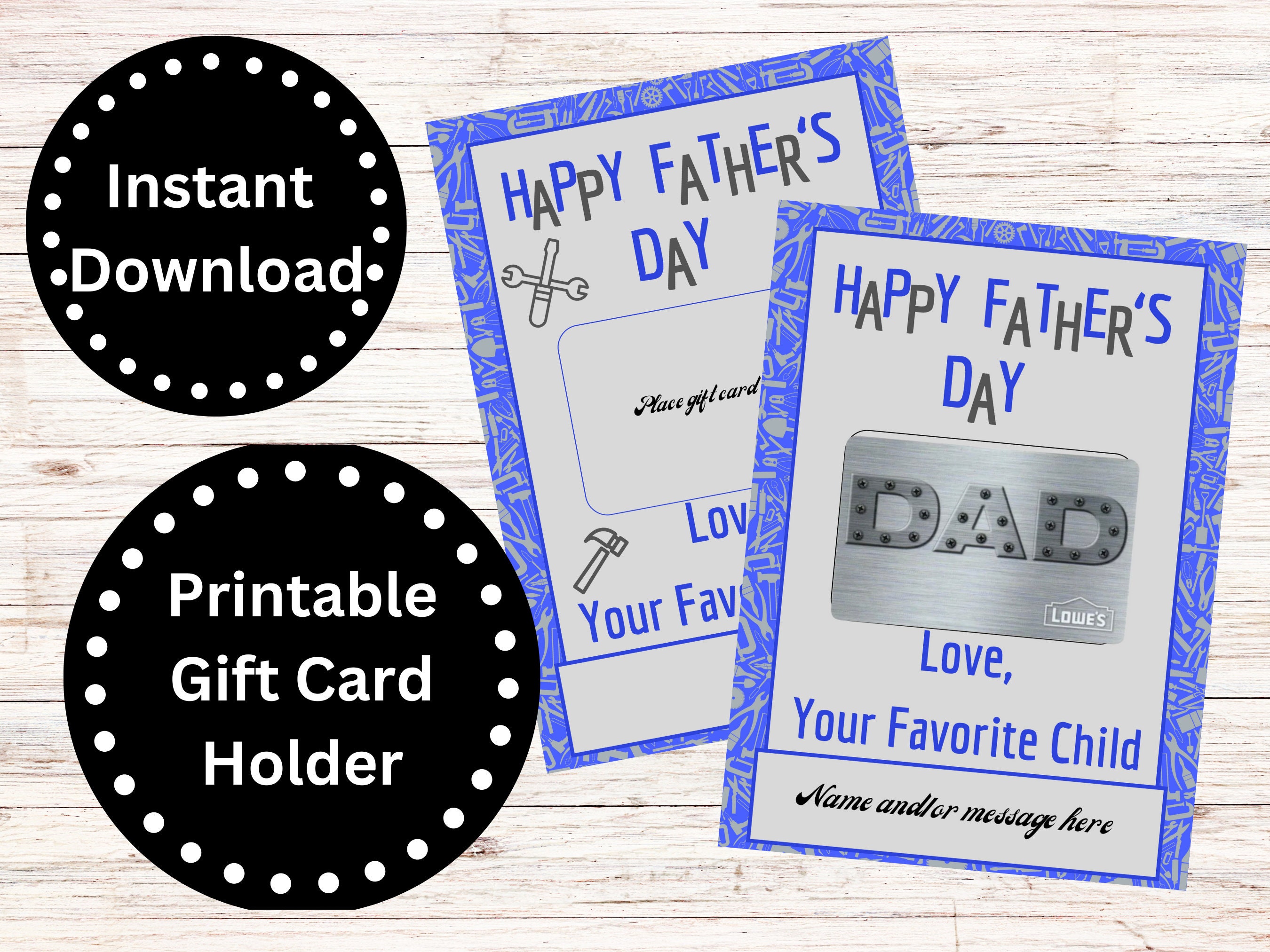 PRINTABLE Gift Card Holder, Father's Day, Lowes Gift Card, Dad Gift ...