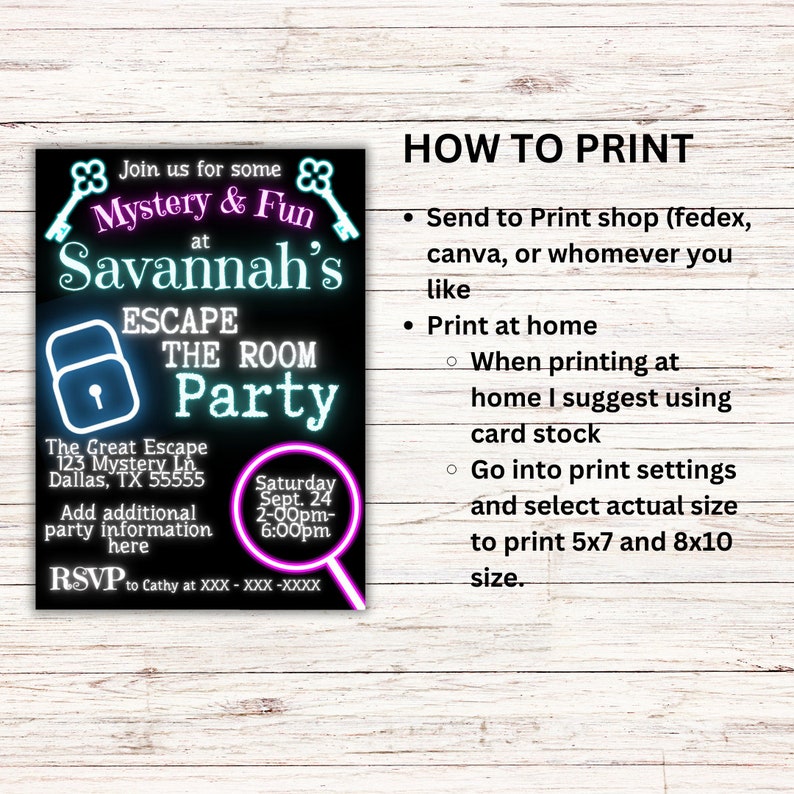 Escape Room Birthday Invitation, Customizable Invite, Editable ...