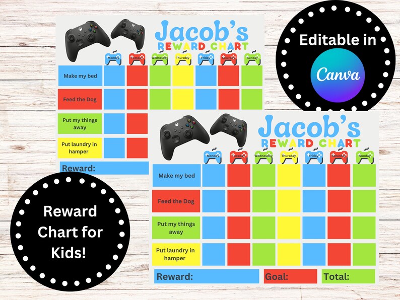 Video Game Reward Chart | Printable Reward Chart | Editable | Chore ...