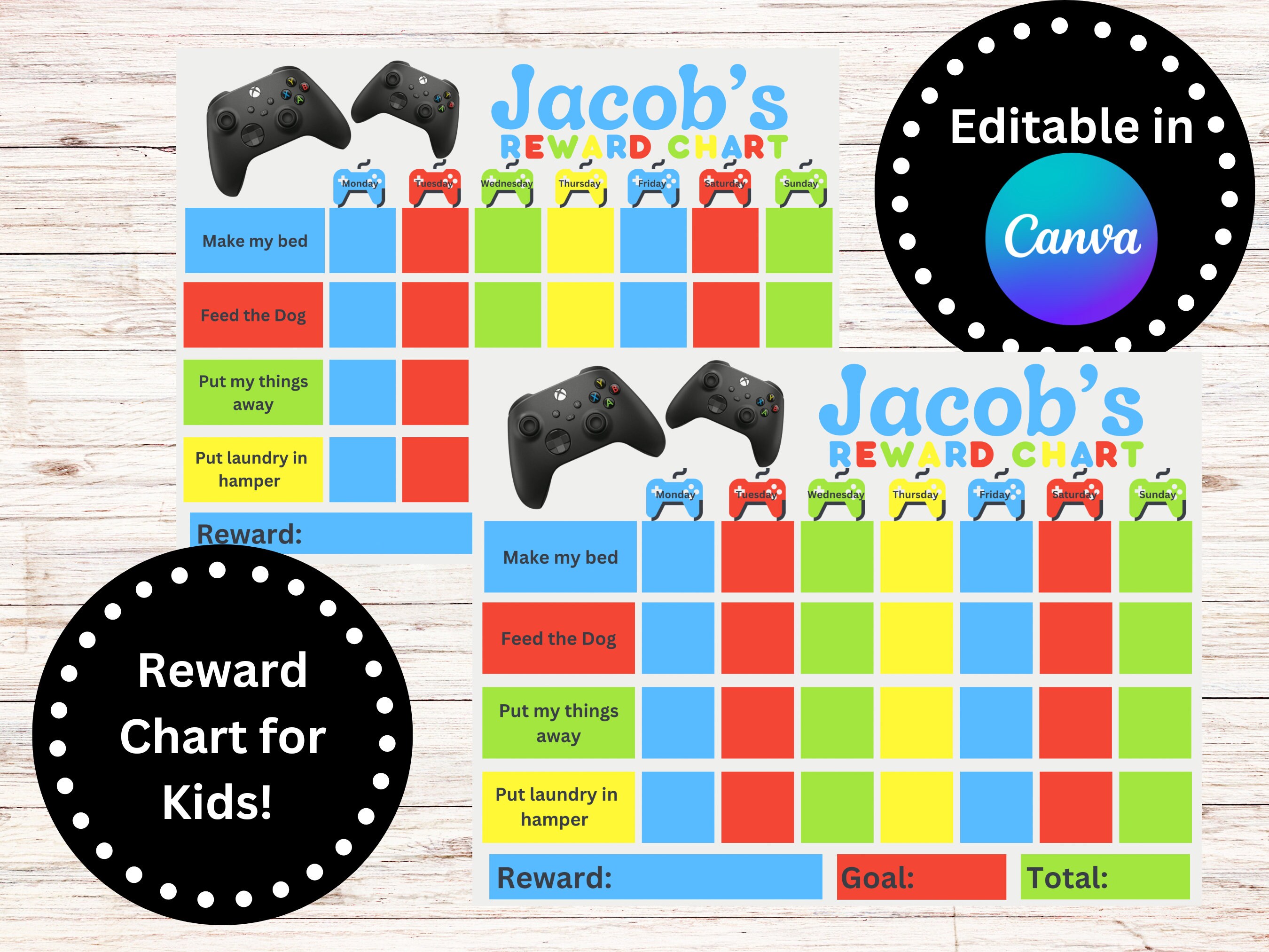 Video Game Reward Chart | Printable Reward Chart | Editable | Chore ...