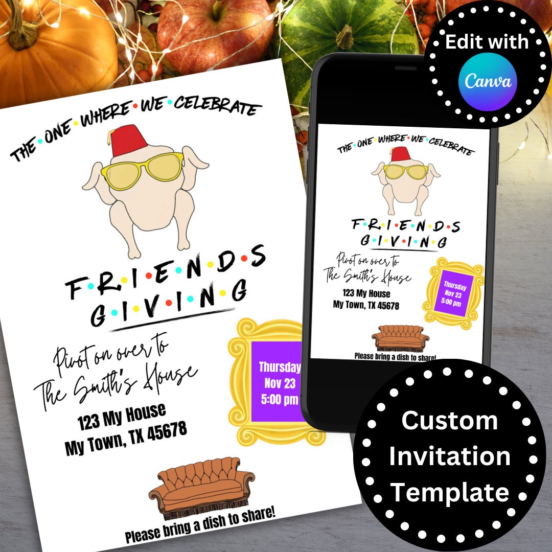 Editable Friendsgiving Dinner Invitation, Thanksgiving Template ...