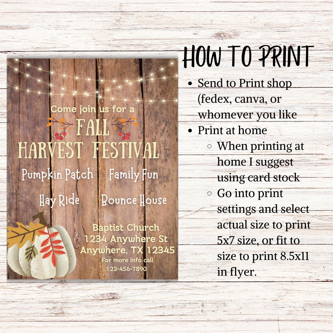 EDITABLE Fall Event Flyer, Fall Harvest Festival Invite, Vendor Flyer ...