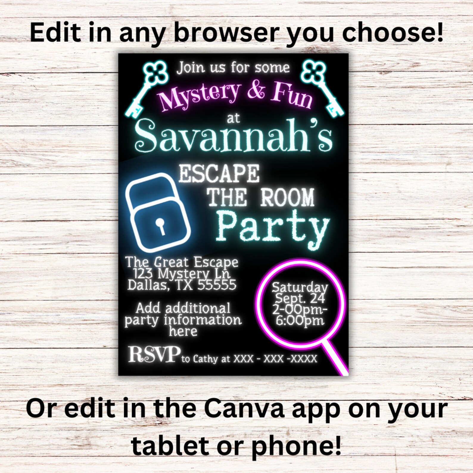 Escape Room Birthday Invitation, Customizable Invite, Editable ...