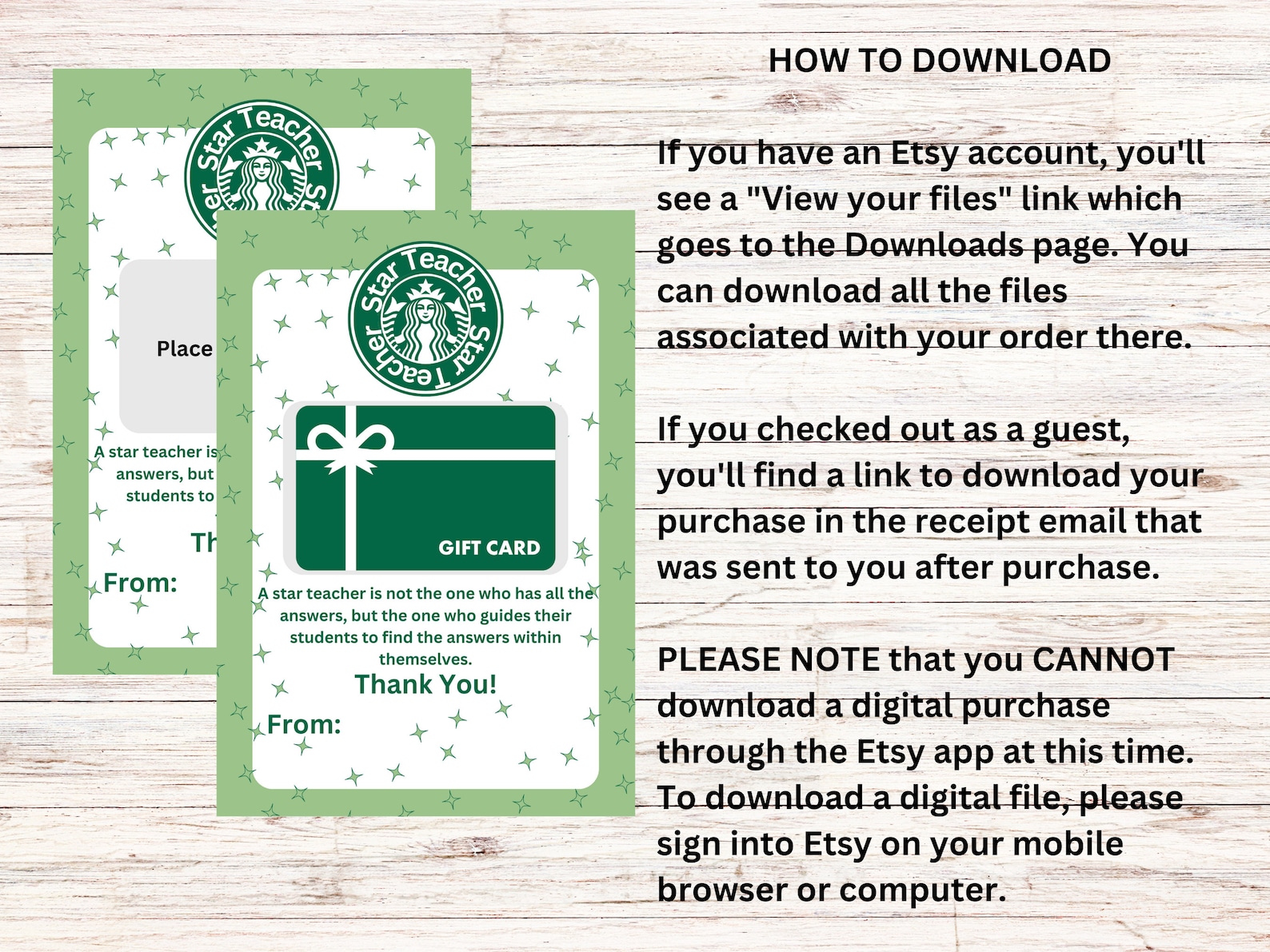 PRINTABLE Gift Card Holder, Teacher Appreciation, Starbucks Gift Card ...