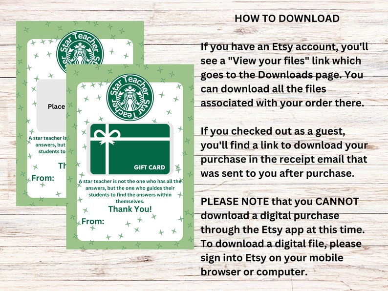PRINTABLE Gift Card Holder, Teacher Appreciation, Starbucks Gift Card ...