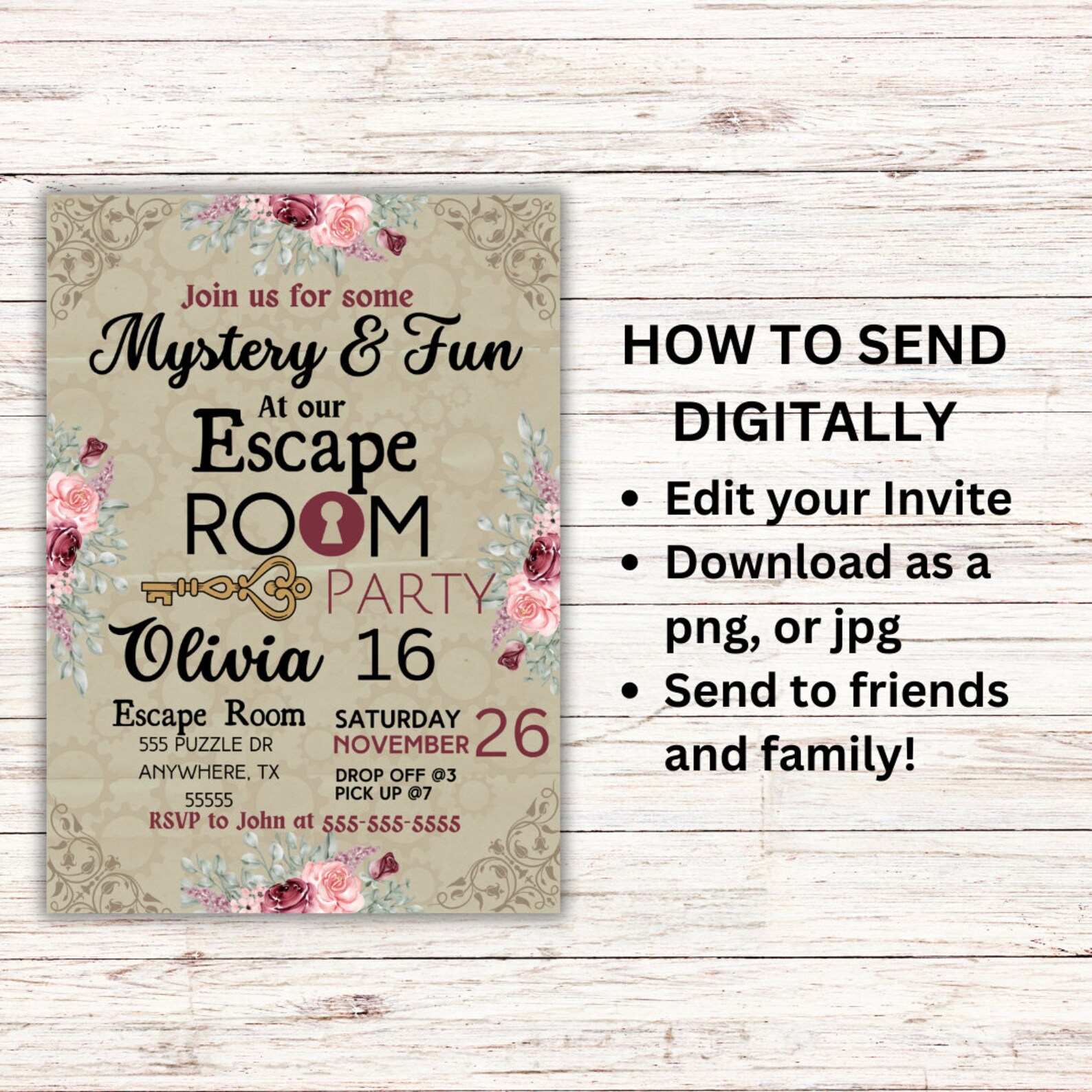 Escape Room Birthday Invitation, Customizable Invite, Editable ...