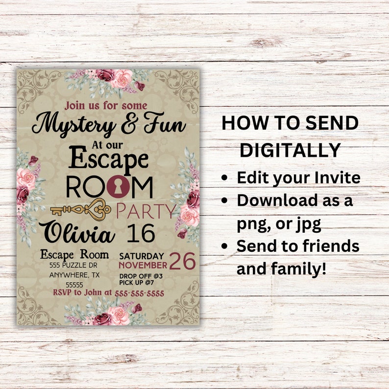 Escape Room Birthday Invitation, Customizable Invite, Editable ...