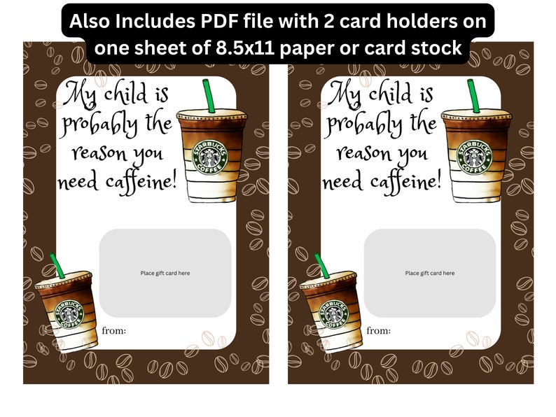 Printable Starbucks Gift Card Holder, Teacher Appreciation (PDF) - Etsy