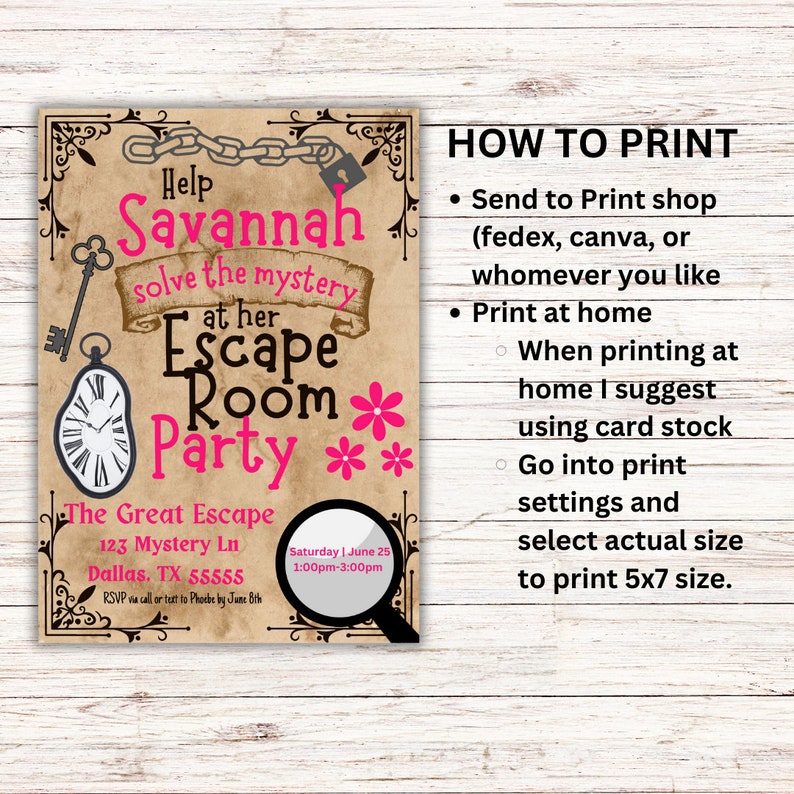 Escape Room Birthday Invitation, Customizable Invite, Editable ...