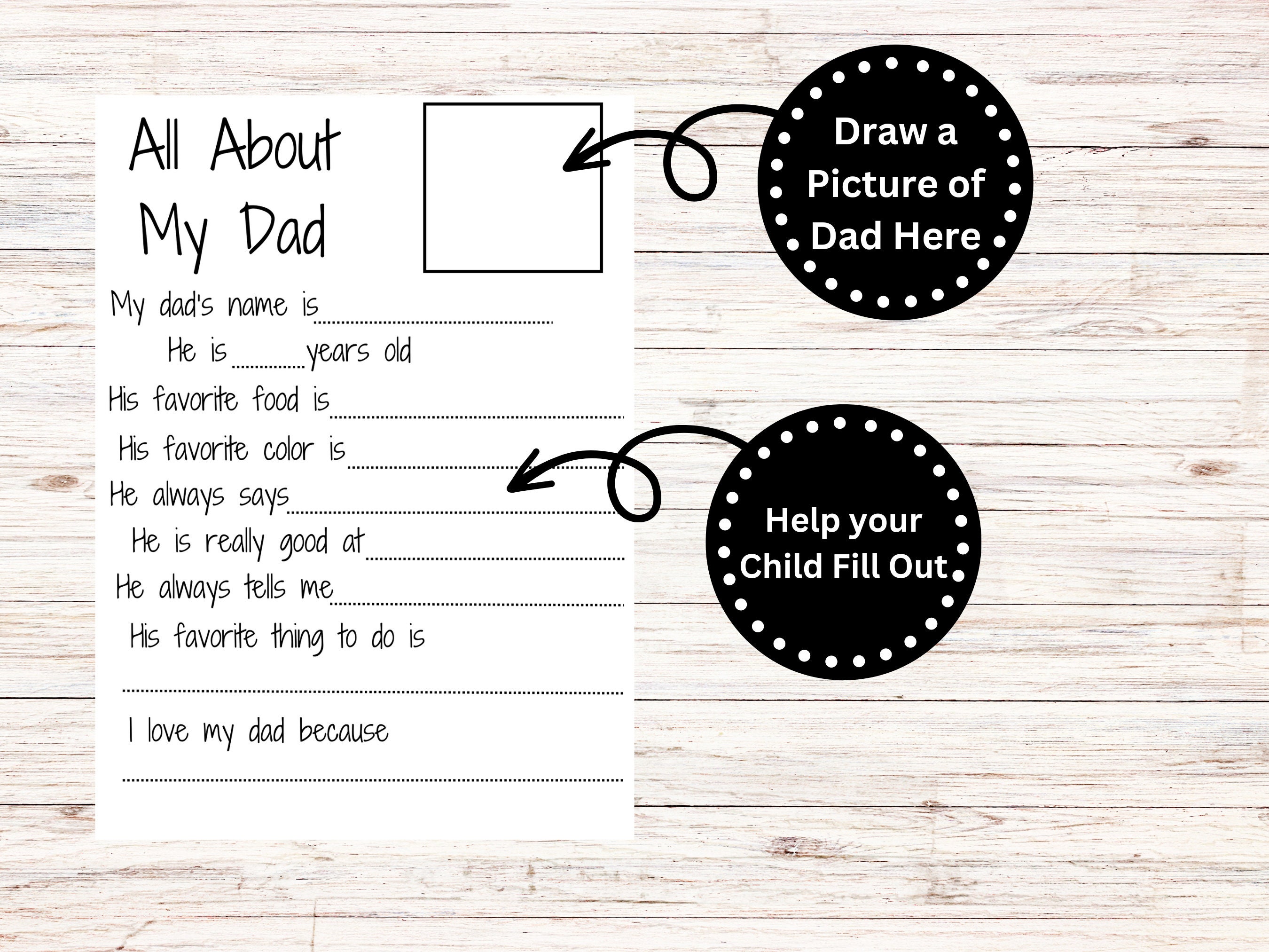 All About My Dad Activity Page Fathers Day Questionnaire Printable