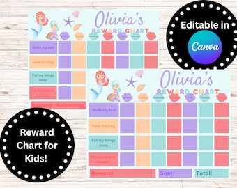 Mini Mermaid Reward Chart L Reward Chart | Printable Behavior Chart ...