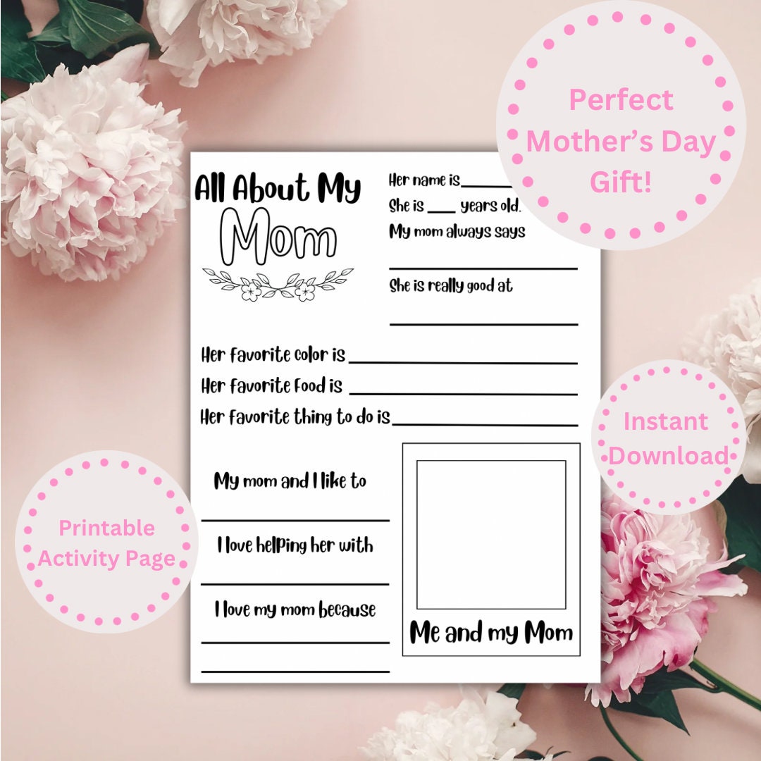 All About My Mom Activity Page | Mother’s Day Questionnaire, Printable ...
