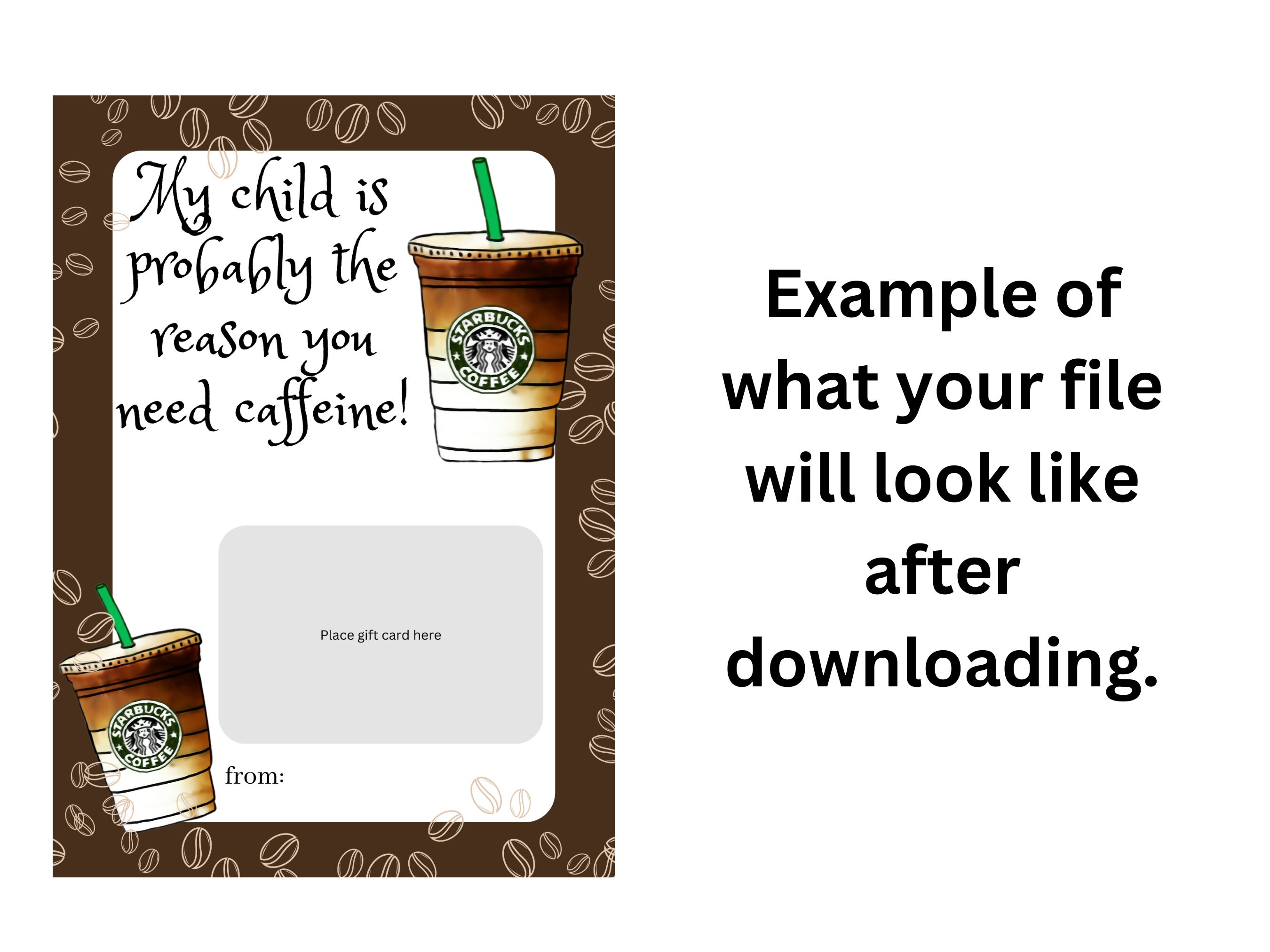 PRINTABLE Gift Card Holder, Teacher Appreciation, Starbucks Gift Card ...