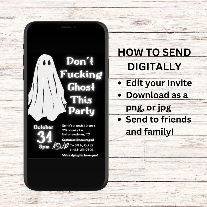 EDITABLE Halloween Party Invitation, Ghost Halloween Invitation, Don't ...