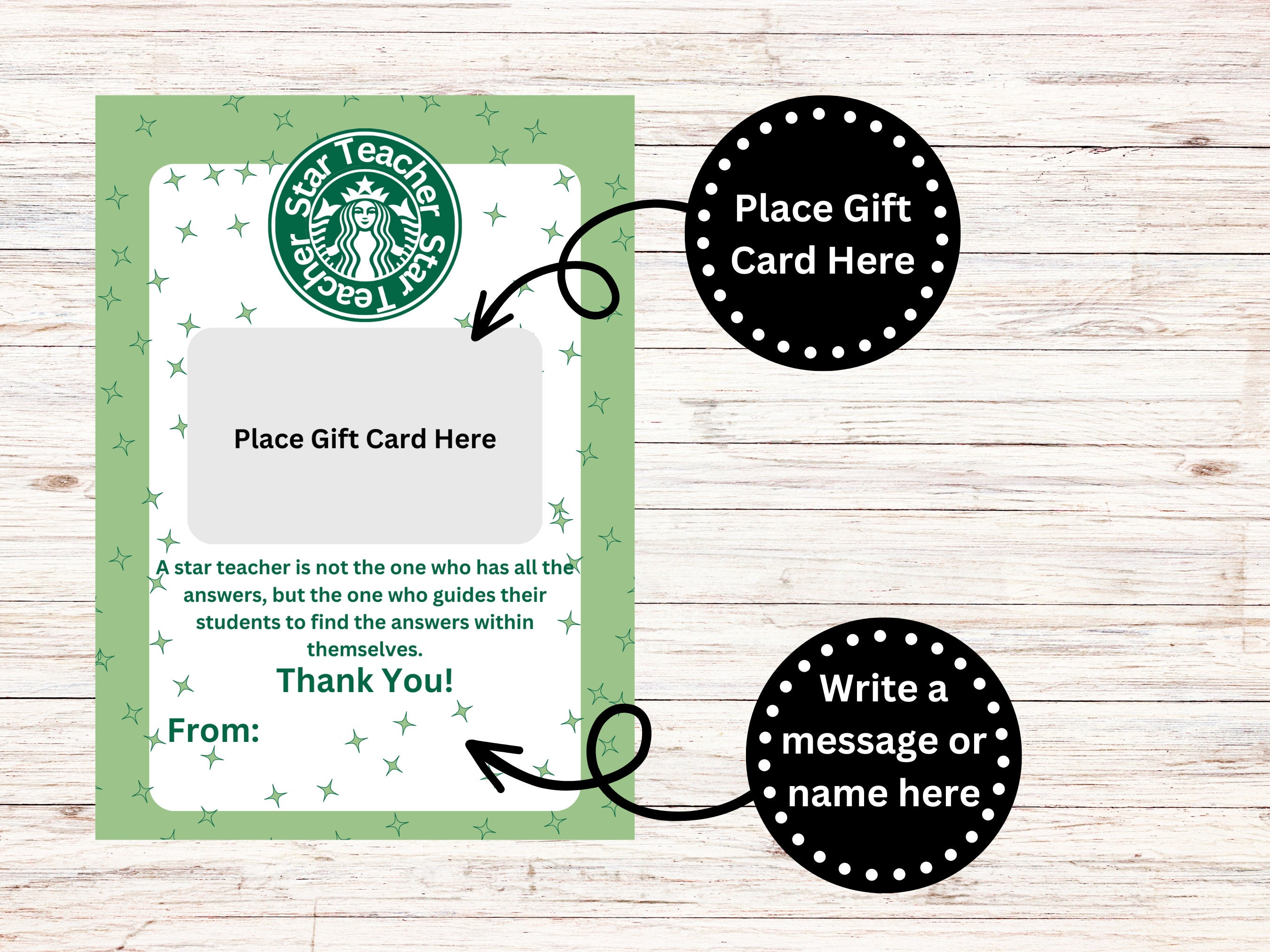 PRINTABLE Gift Card Holder, Teacher Appreciation, Starbucks Gift Card ...
