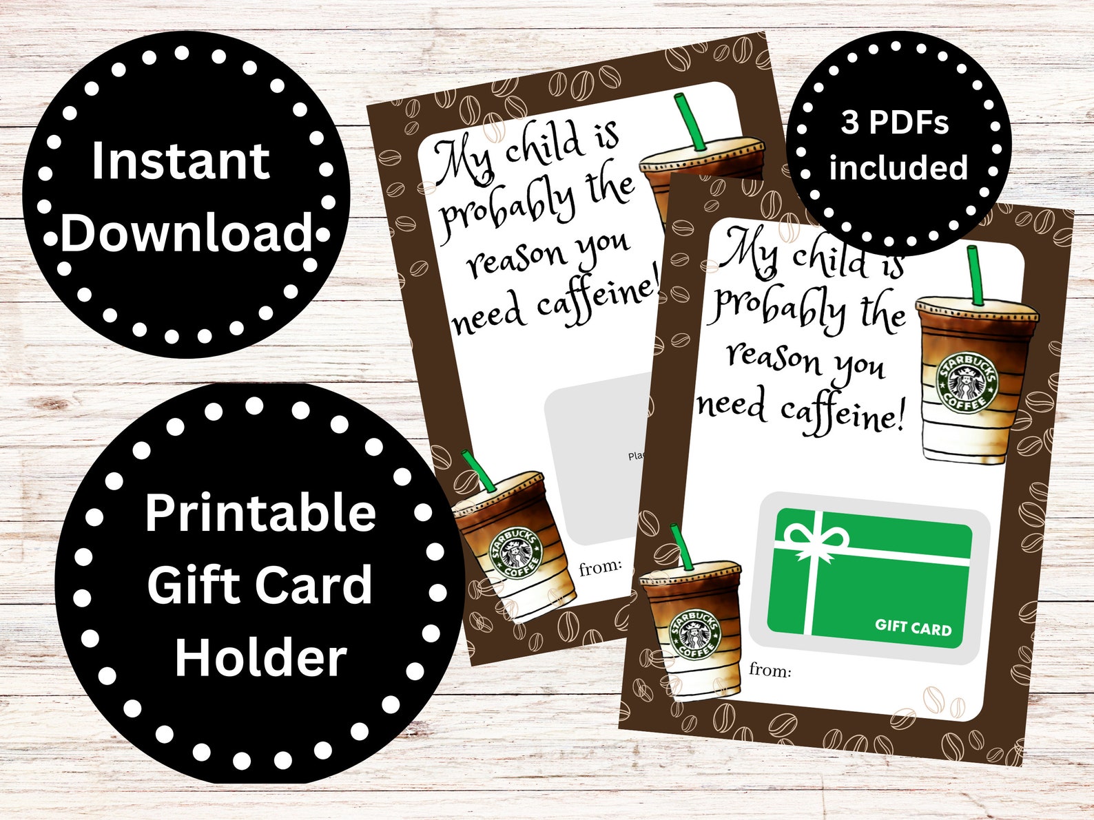 PRINTABLE Gift Card Holder, Teacher Appreciation, Starbucks Gift Card ...