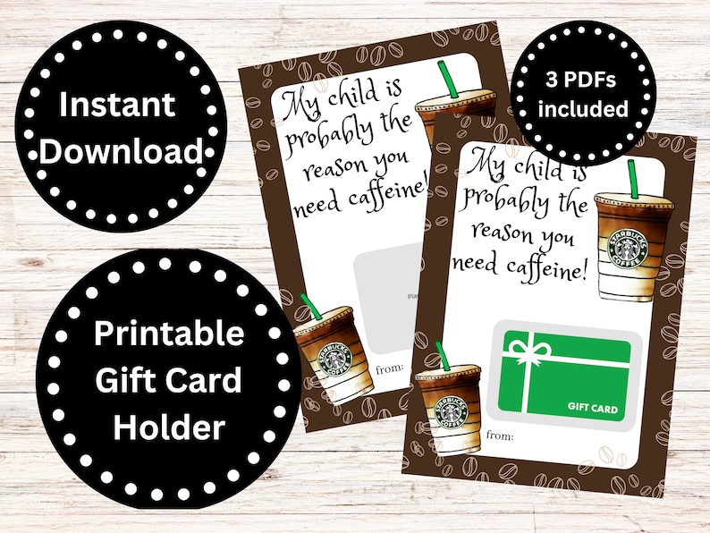 PRINTABLE Gift Card Holder, Teacher Appreciation, Starbucks Gift Card ...