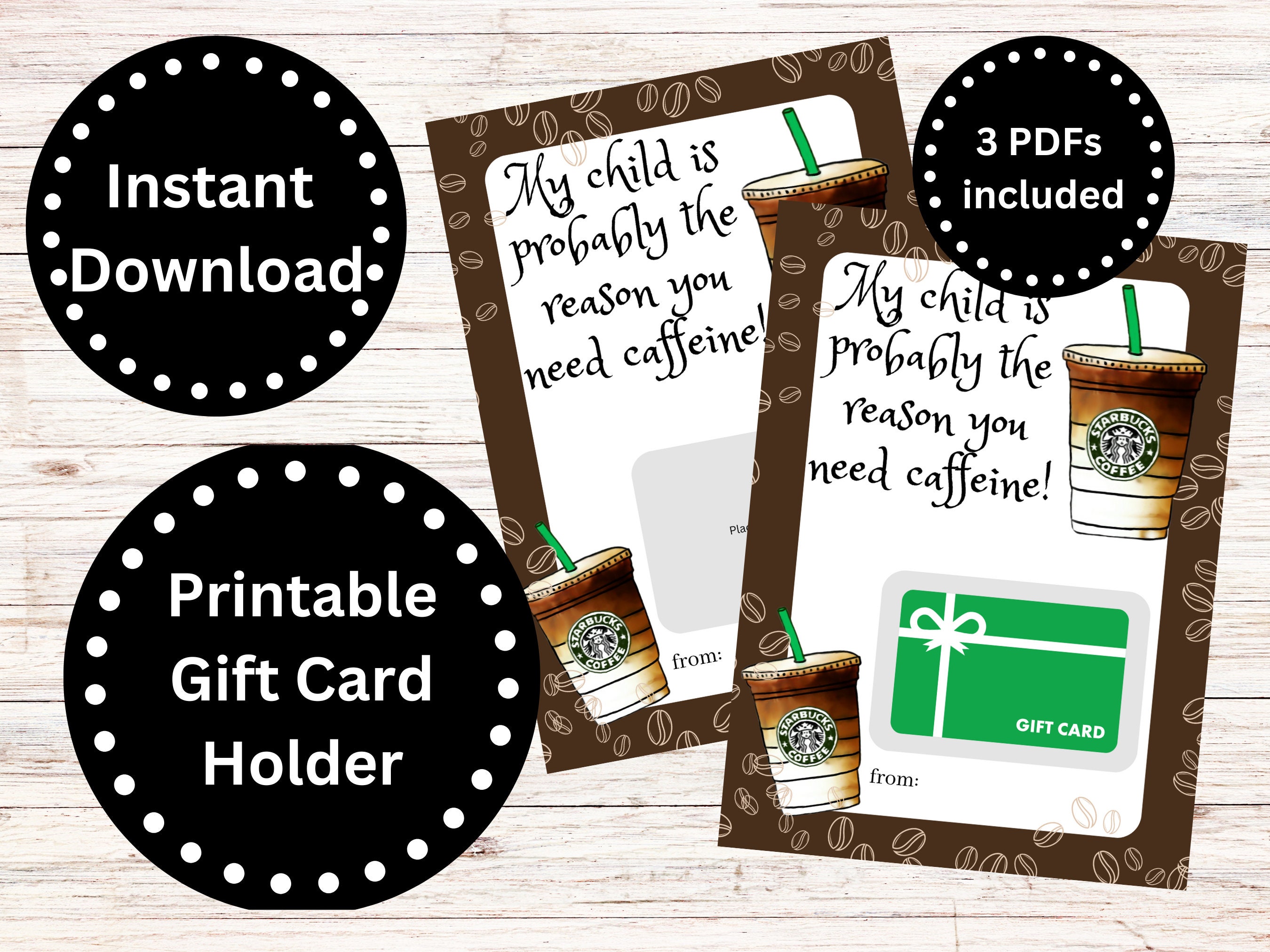 PRINTABLE Gift Card Holder, Teacher Appreciation, Starbucks Gift Card ...