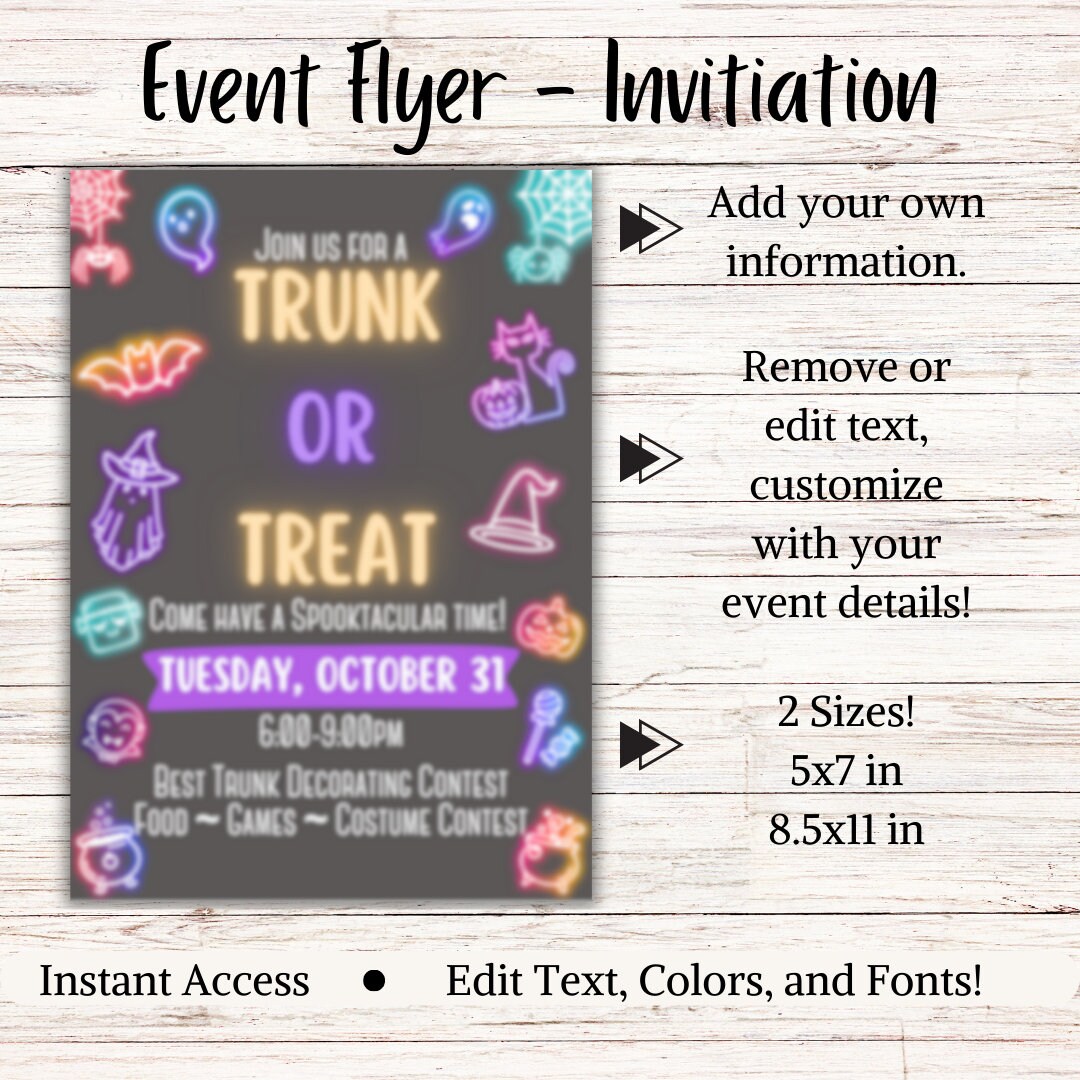 EDITABLE Trunk or Treat Flyer, Fall Festival Flyer, PTA Fall Flyer, DIY ...