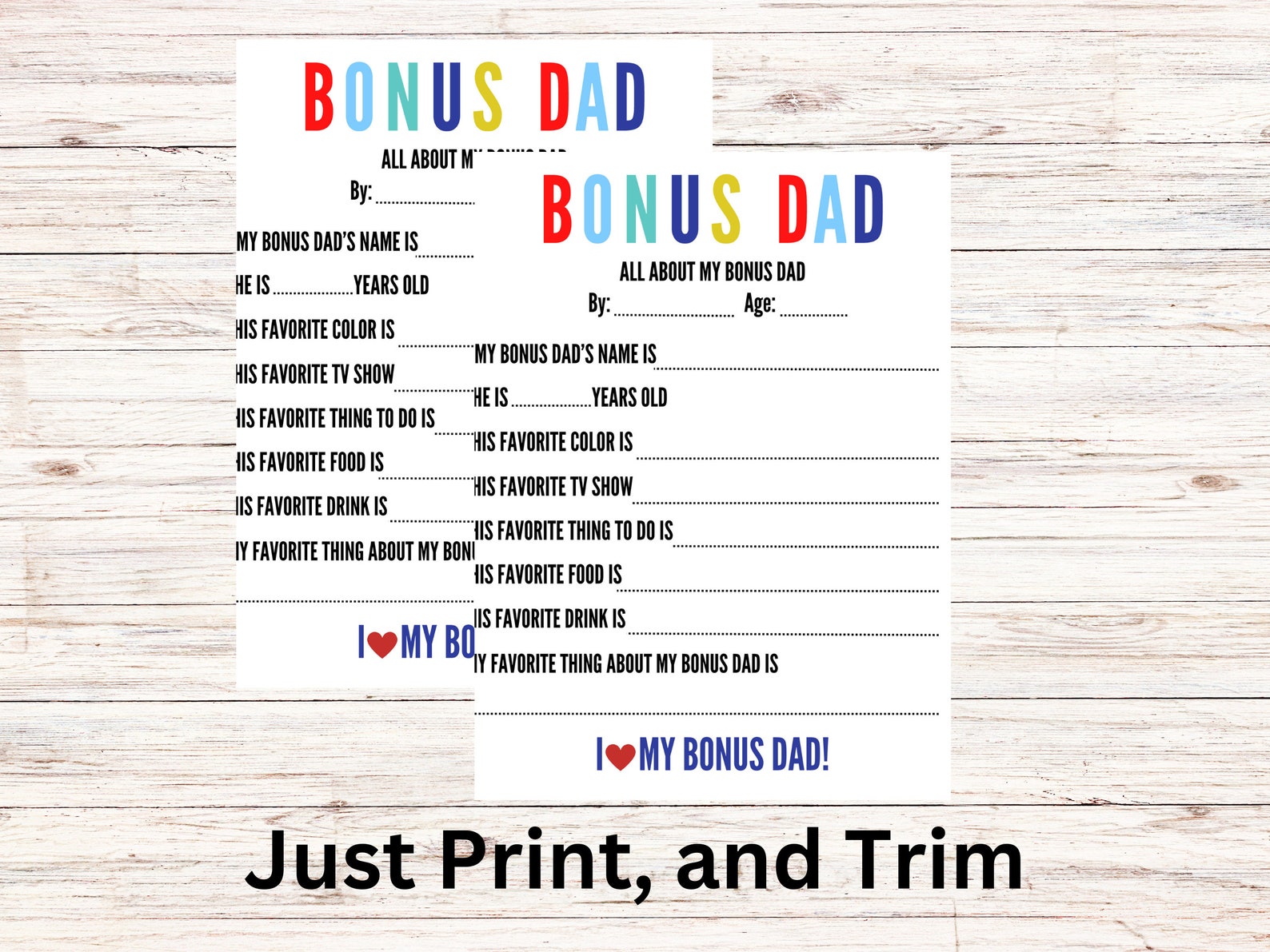 All About My Bonus Dad Activity Page | Bonus Dad Father’s Day ...