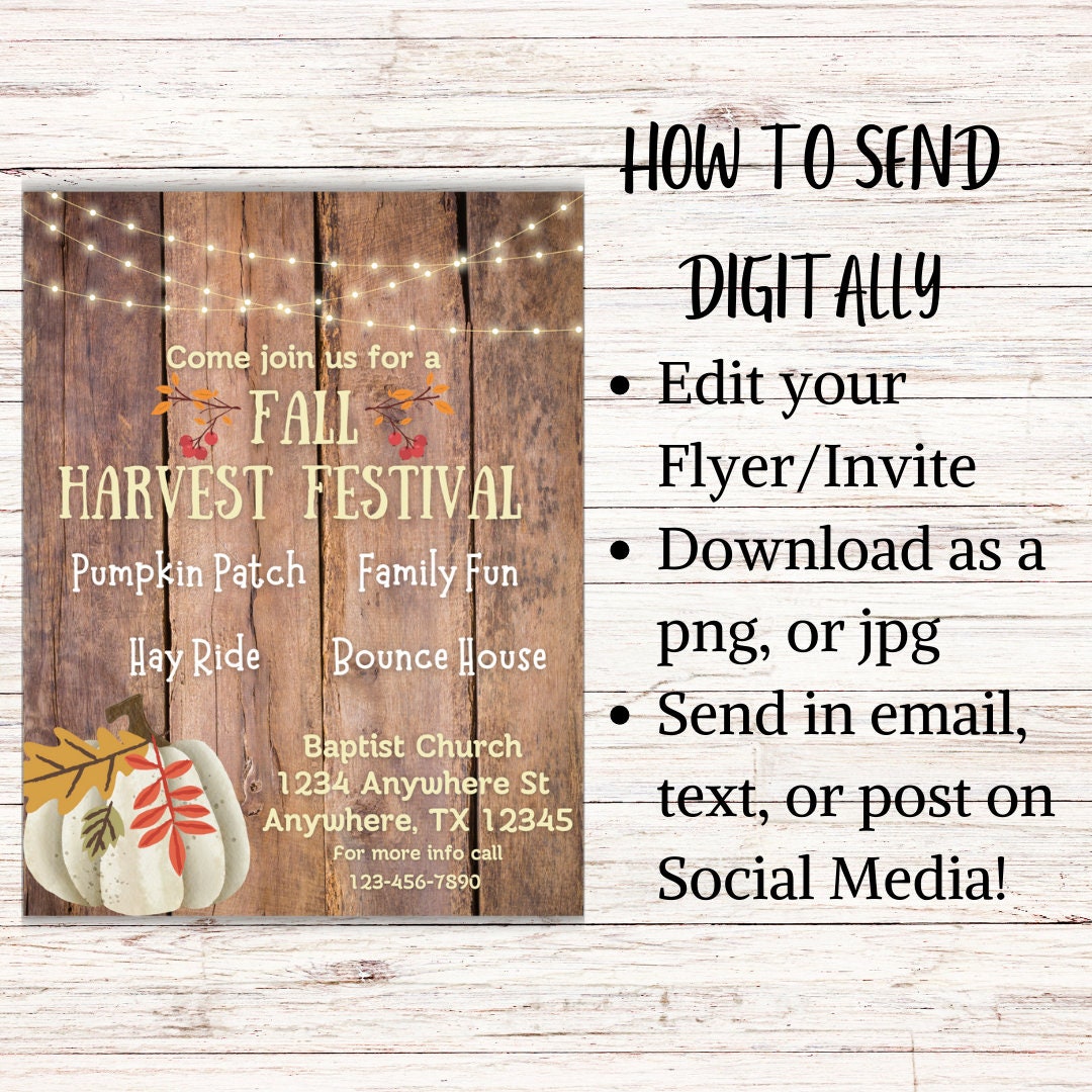 EDITABLE Fall Event Flyer, Fall Harvest Festival Invite, Vendor Flyer ...