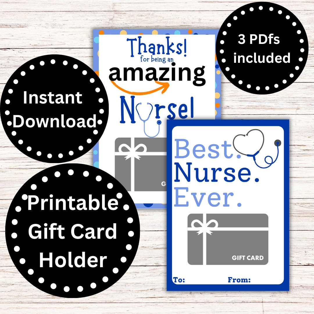 PRINTABLE Gift Card Holder for NURSE, Thank You Card for Nurse, Nurse ...