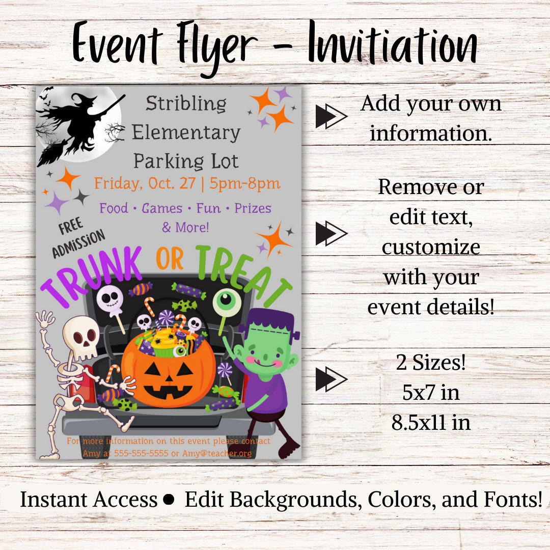 EDITABLE Trunk or Treat Flyer, Fall Festival Flyer, PTA Fall Flyer, DIY ...