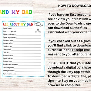 All About My Dad Activity Page | Father’s Day Questionnaire, Printable ...