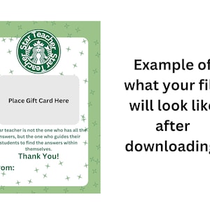 PRINTABLE Gift Card Holder, Teacher Appreciation, Starbucks Gift Card ...
