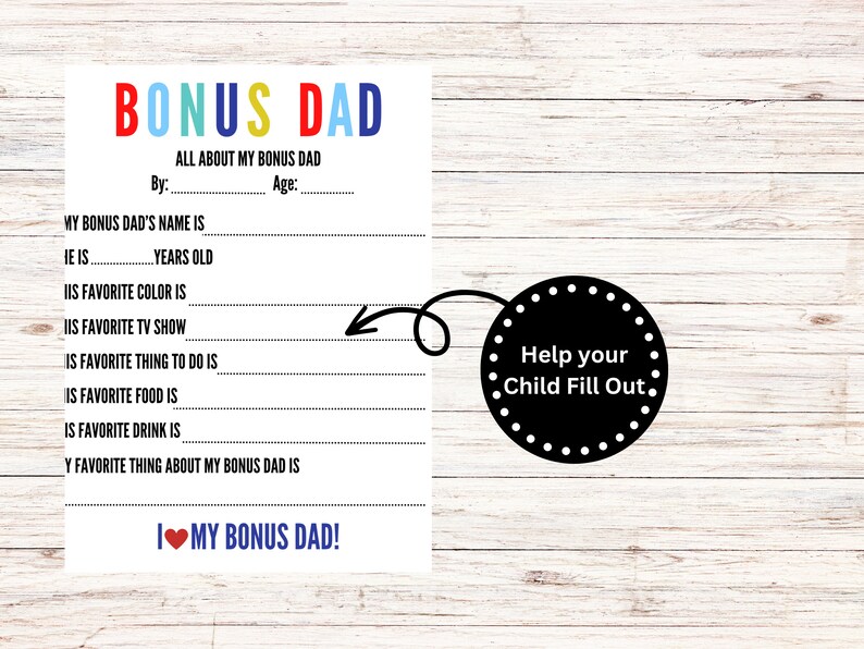 All About My Bonus Dad Activity Page | Bonus Dad Father’s Day ...