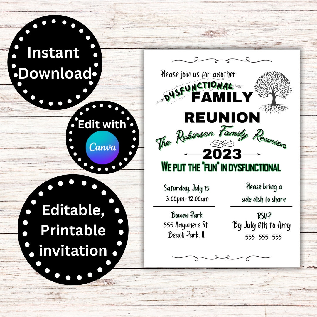 EDITABLE Family Reunion Invitation, Reunion Evite, Family Reunion ...