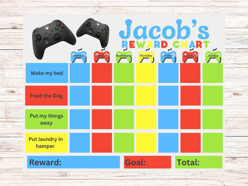 Video Game Reward Chart | Printable Reward Chart | Editable | Chore ...