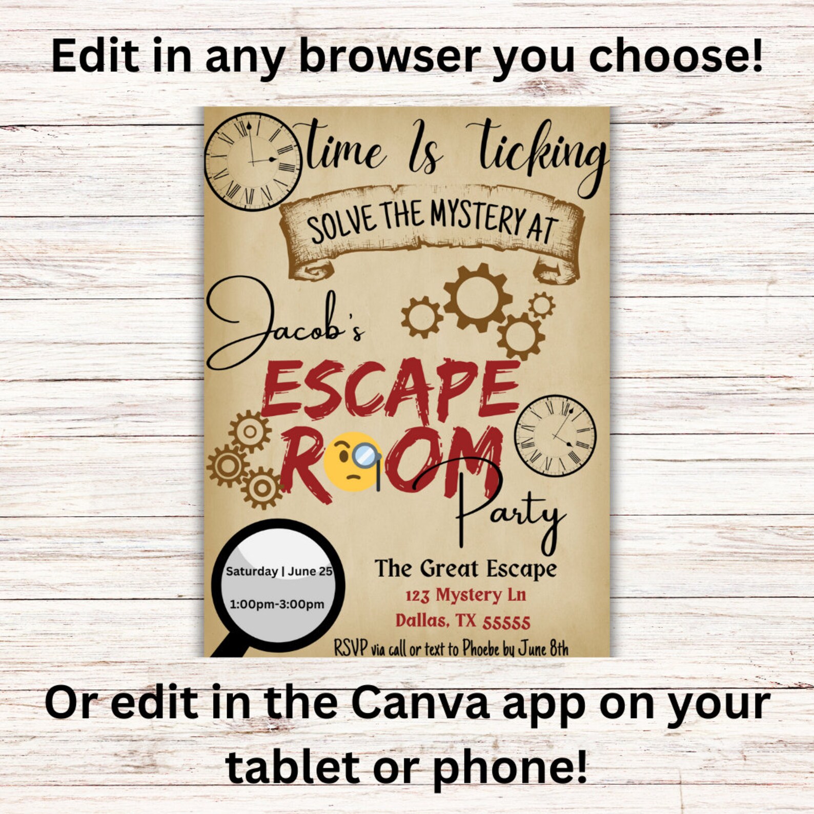 Escape Room Birthday Invitation, Customizable Invite, Editable ...