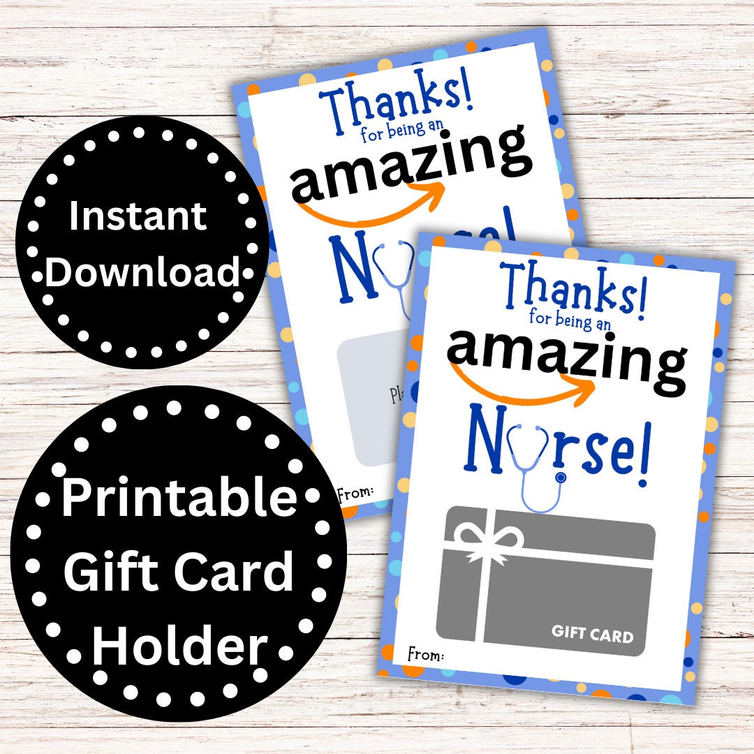 PRINTABLE Gift Card Holder for NURSE, Thank You Card for Nurse, Gift ...
