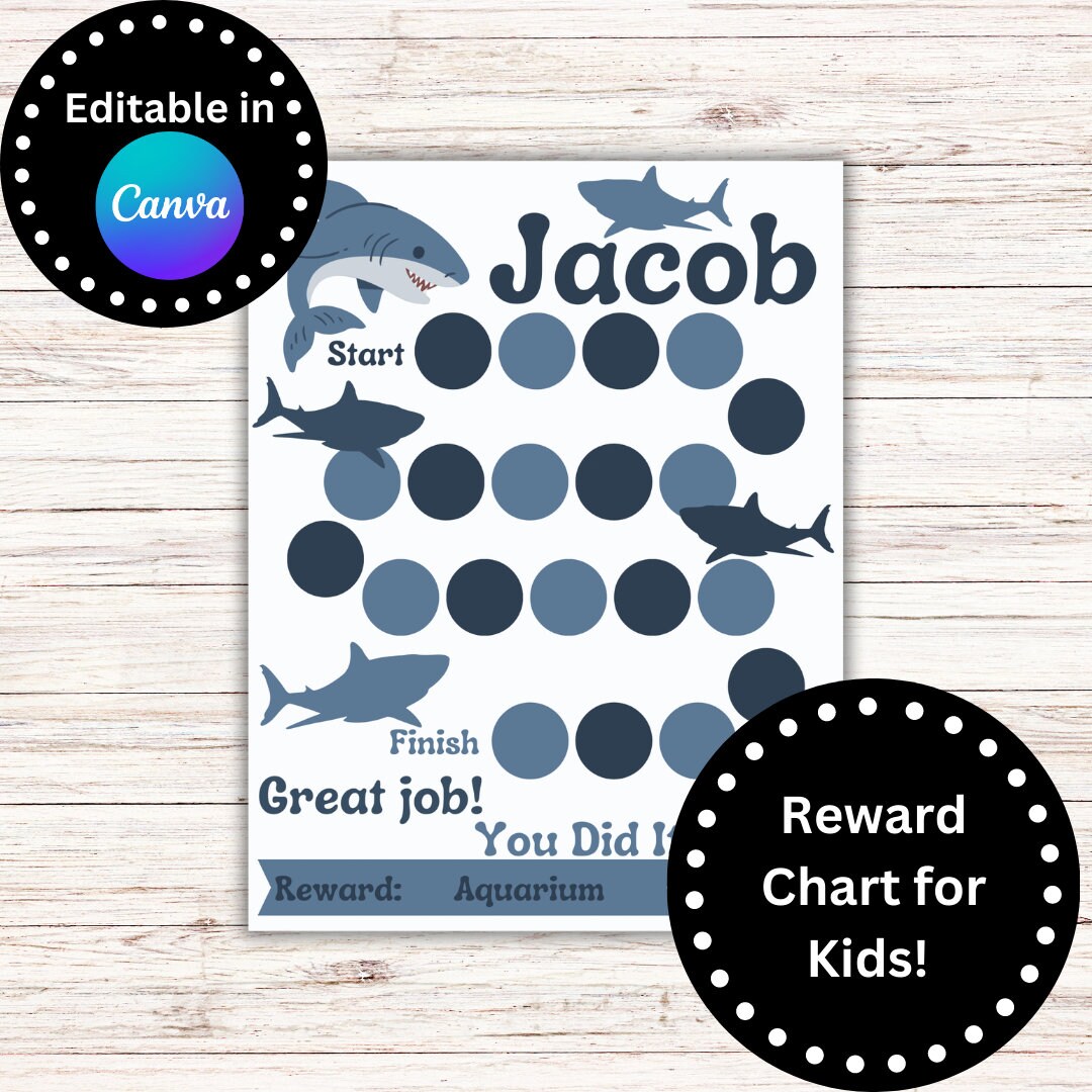 EDITABLE Shark Reward Chart | Printable Reward Chart | Chore Chart ...