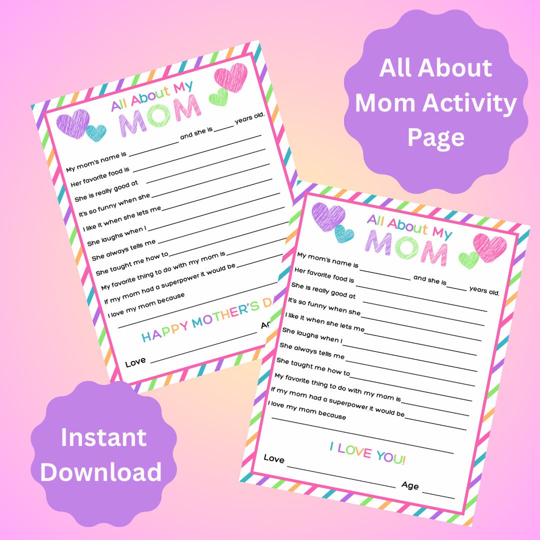 All About My Mom Activity Page | Mother’s Day Questionnaire, Printable ...