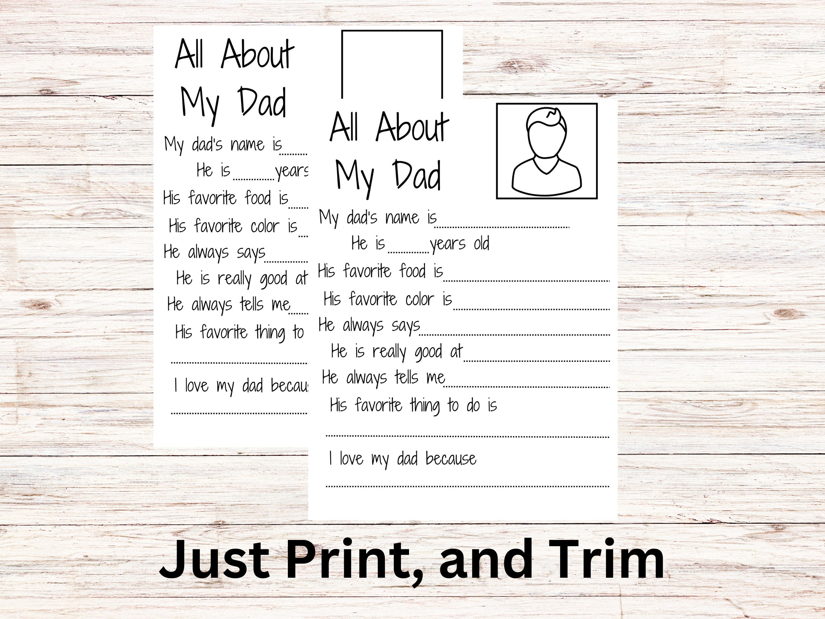 All About My Dad Activity Page Fathers Day Questionnaire Printable