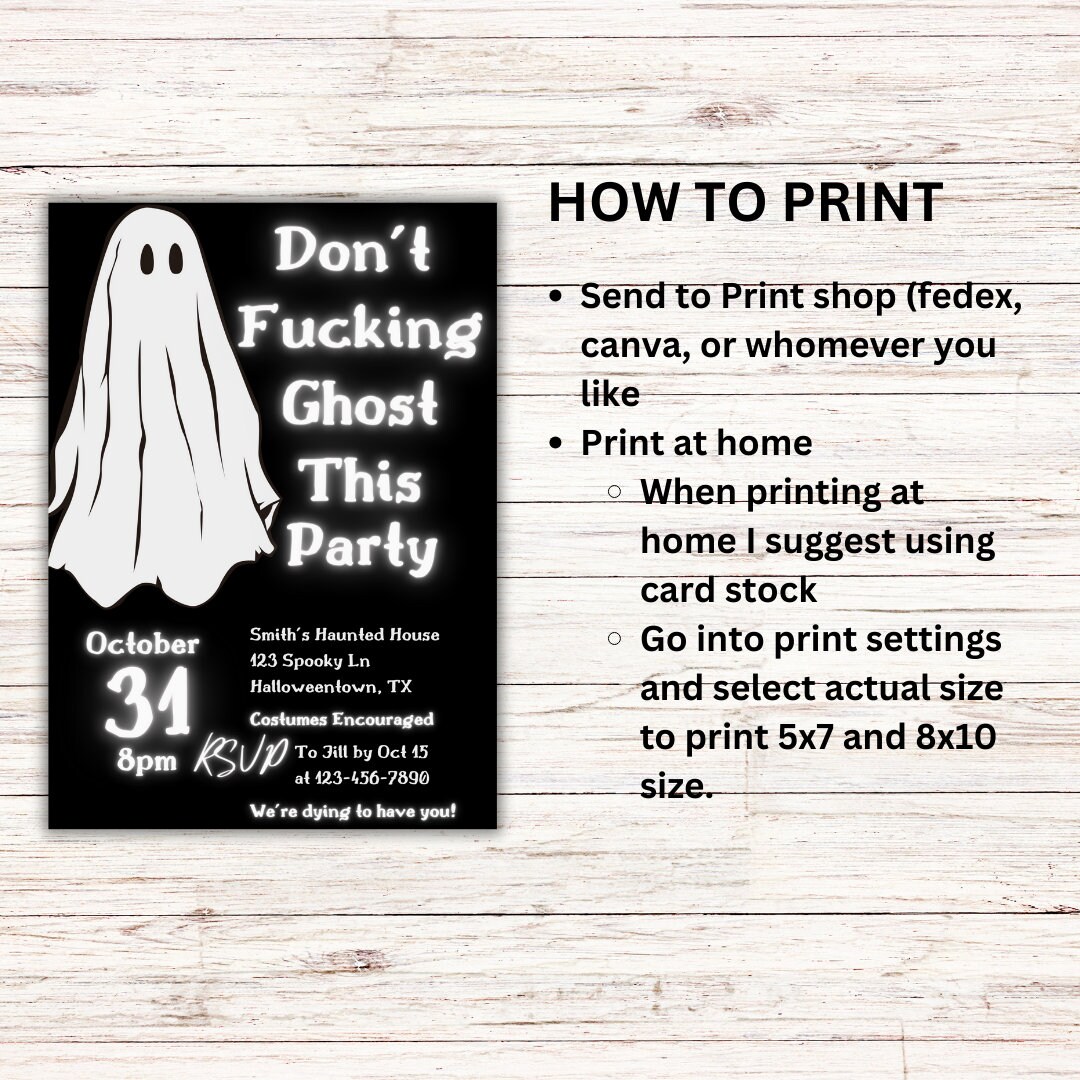 EDITABLE Halloween Party Invitation, Ghost Halloween Invitation, Don't ...