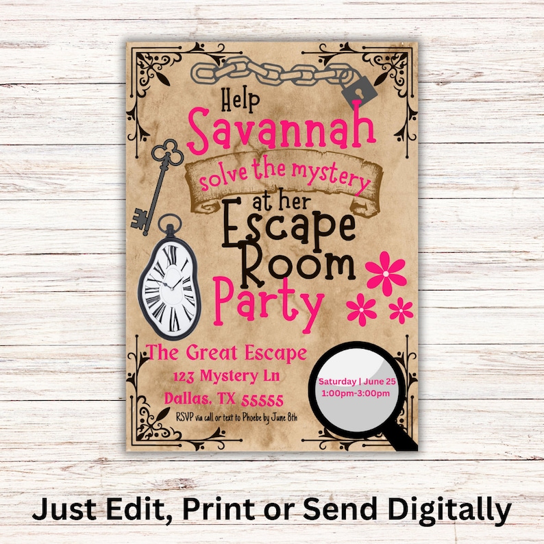 Escape Room Birthday Invitation, Customizable Invite, Editable ...