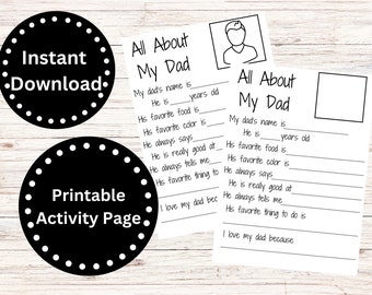 All About My Dad Activity Page | Father’s Day Questionnaire, Printable ...