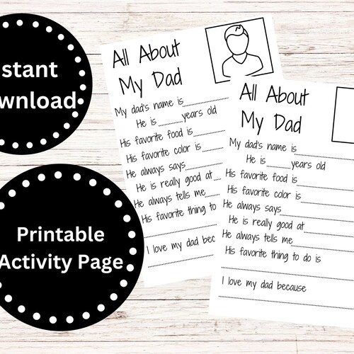 Father's Day Questionnaire All About Dad - Etsy