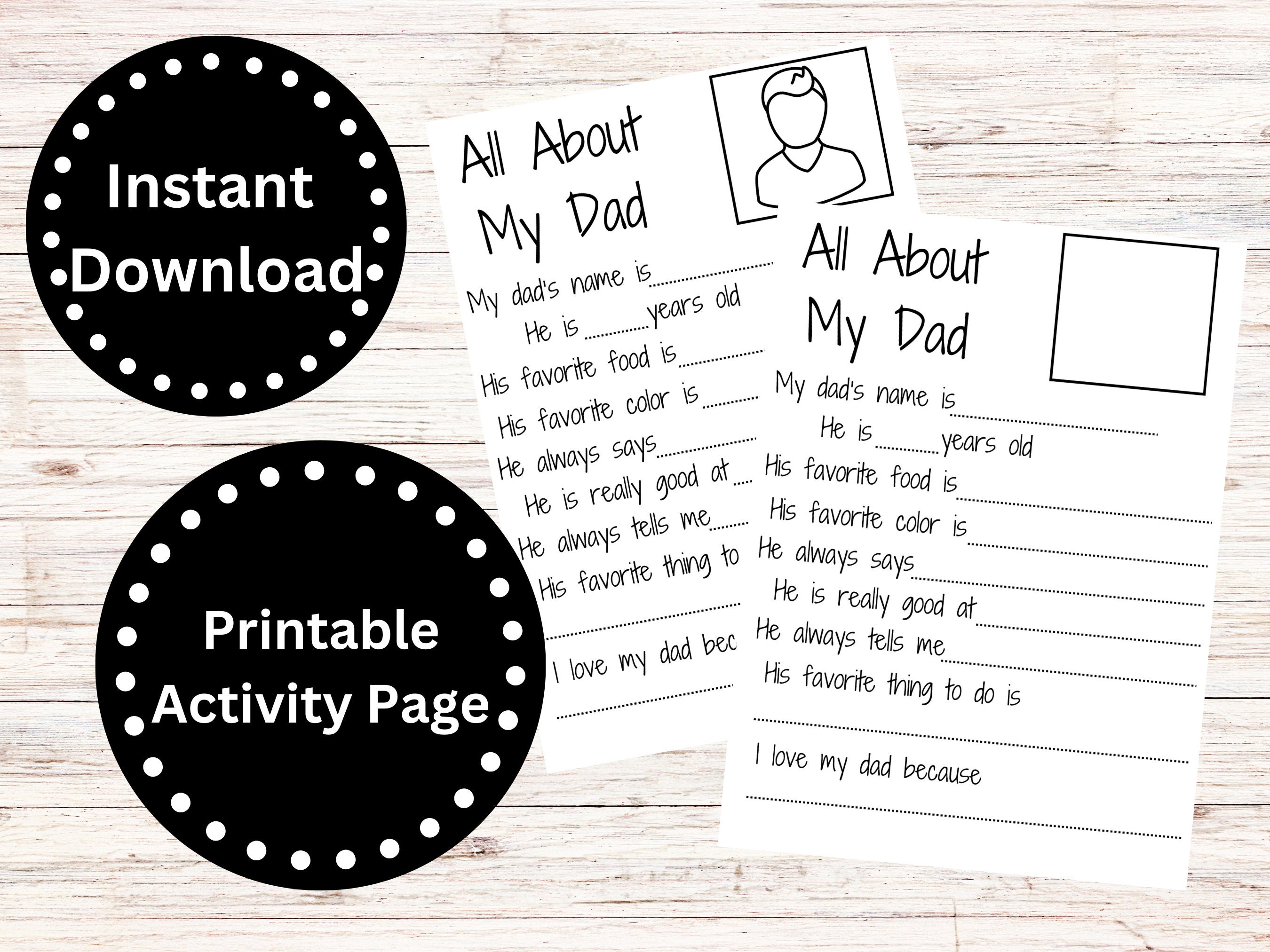 All About My Dad Activity Page | Father’s Day Questionnaire, Printable ...