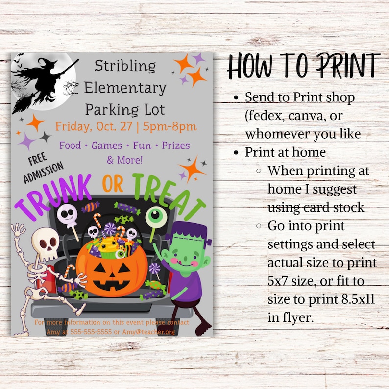 EDITABLE Trunk or Treat Flyer, Fall Festival Flyer, PTA Fall Flyer, DIY ...