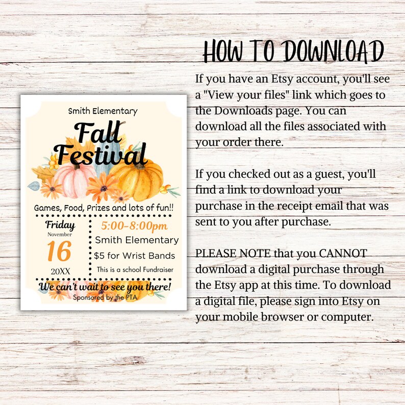 EDITABLE Fall School Event Flyer, Fall Festival Flyer, PTA Fall Market ...